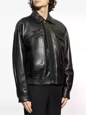 Versace Flap-pocket Leather Jacket