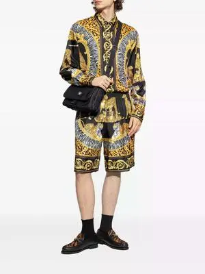 Versace Tiger Leopard-print Silk Shorts