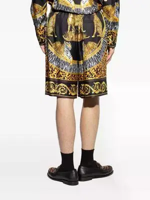 Versace Tiger Leopard-print Silk Shorts