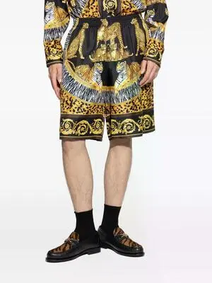 Versace Tiger Leopard-print Silk Shorts