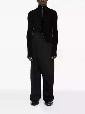 MUGLER Wrap Wide-leg Trousers - Black