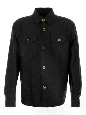 Versace Leopard-print Long-sleeve Shirt - Black
