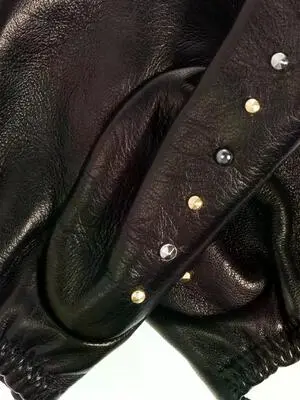 Versace Studded Leather Gloves - Black