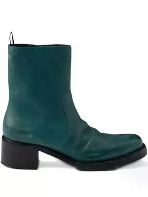 Prada Zipped Leather Boots - Blue