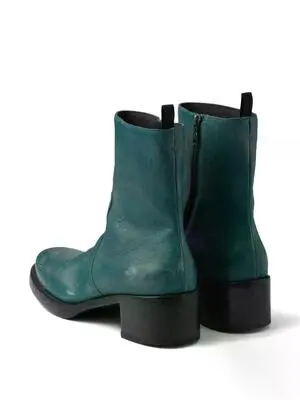 Prada Zipped Leather Boots - Blue
