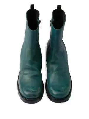 Prada Zipped Leather Boots - Blue