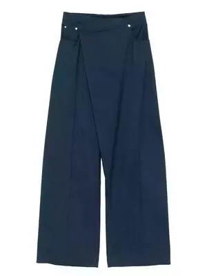 MUGLER Wrap Pocketed Wide-leg Trousers - Blue