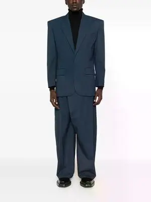 MUGLER Wrap Pocketed Wide-leg Trousers - Blue