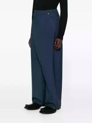 MUGLER Wrap Pocketed Wide-leg Trousers - Blue
