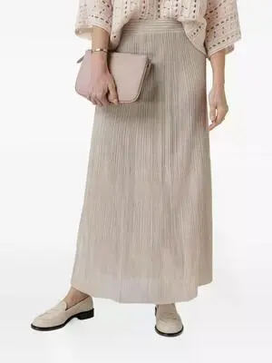 D.exterior Pleated Linen Maxi Skirt
