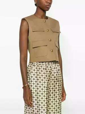 P.a.r.o.s.h Button-fastening Pocketed Waistcoat - Brown