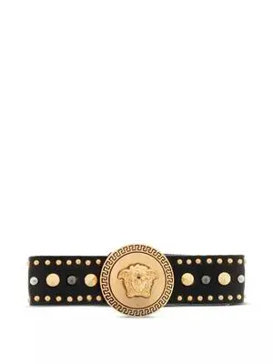 Versace Medusa Studded Leather Hair Clip - Black