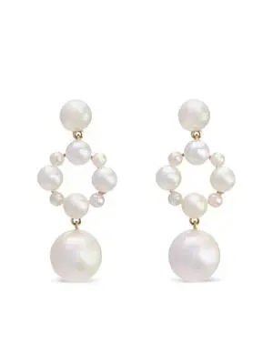 Sophie Bille Brahe 14k Yellow Gold Nebula Pearl Drop Earrings - White