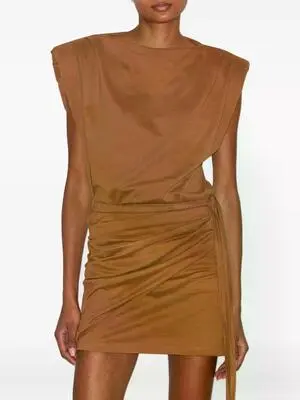 Isabel Marant Étoile ISABEL MARANT Marielle Draped Jersey Mini Dress Brown