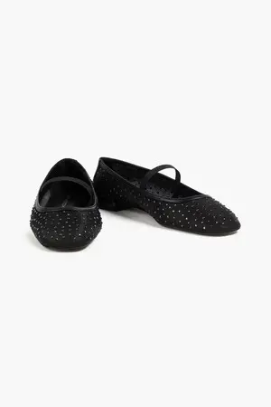 STUART WEITZMAN Arabella Crystal-embellished Mary Jane Flats