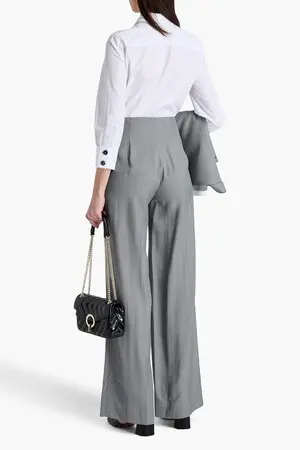 Sandro Grain De Poudre Wide-leg Pants - Gray