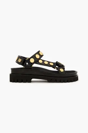 Sandro Studded Glossed-leather Sandals