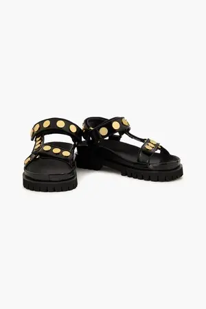 Sandro Studded Glossed-leather Sandals