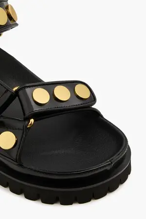 Sandro Studded Glossed-leather Sandals