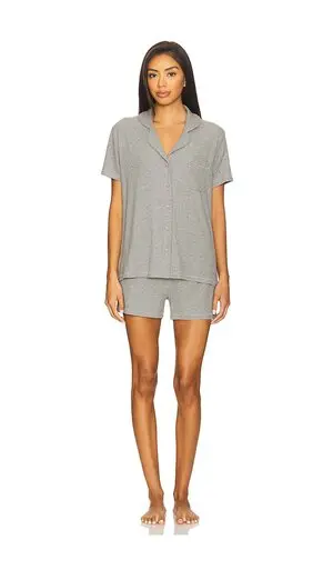 SKIMS Soft Lounge Short Sleep Set In Light Grey - Heather Grey