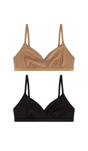 SKIMS Fits Everybody Crossover Bralette 2 Pack In Black - Sienna & Onyx