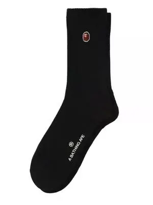 A BATHING APE Embroidered Logo Socks - Black