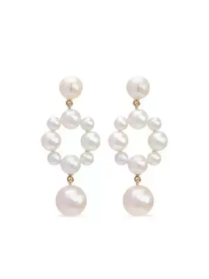 Sophie Bille Brahe 14k Yellow Gold Grande Nebula Pearl Drop Earrings - White
