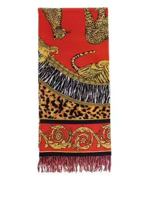 Versace Animal-print Fringed Blanket