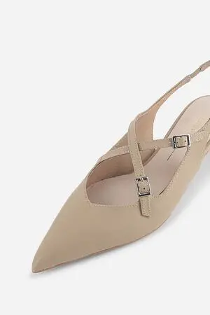 Intentionally Blank Jax Slingback Kitten Heels - Beige