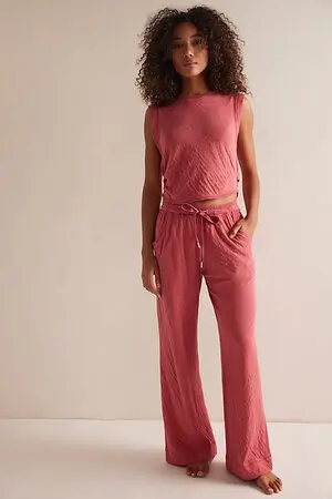 Free People Sleeveless Top And Wide-leg Pants Set - Slate Rose Combo