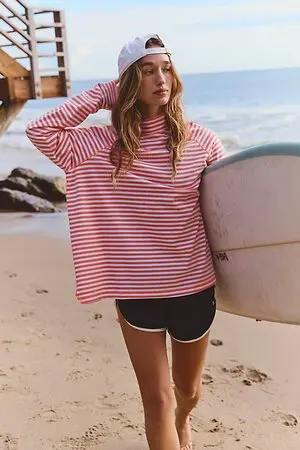 Free People Restoration Yarn Dye Stripe Layer - Sailor Stripe Coral Combo
