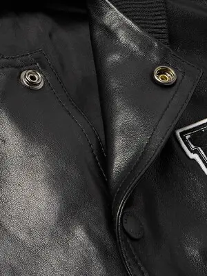 Balmain Logo-appliquéd Leather And Wool Varsity Jacket - Black