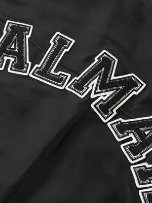 Balmain Logo-appliquéd Leather And Wool Varsity Jacket - Black
