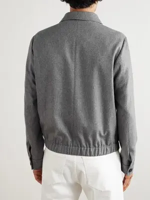 SLOWEAR Brushed Wool-blend Flannel Bomber Jacket - Gray