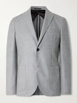 SLOWEAR Slim-fit Herringbone Wool Blazer - Gray