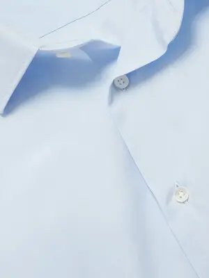 Canali Cutaway-collar Cotton-poplin Shirt - Blue