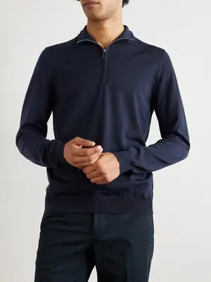 SLOWEAR Incotex Zanone Flexwool Half-zip Sweater - Blue