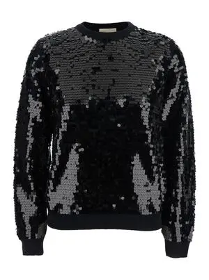 SEMICOUTURE Wool-Cashmere Sequin Sweater - Black