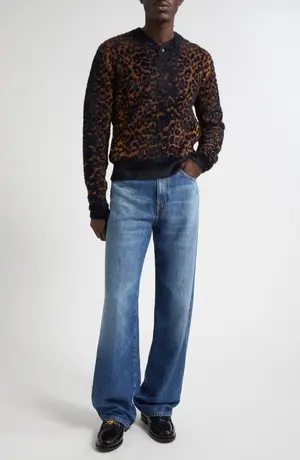 Versace Leopard Jacquard Cardigan