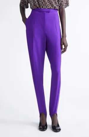 Dries Van Noten Stretch Wool Stirrup Leggings - Purple