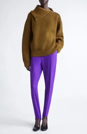 Dries Van Noten Stretch Wool Stirrup Leggings - Purple