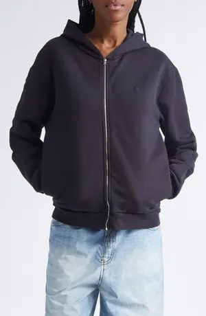 Acne Studios Fupiter Face Patch Fleece Zip Hoodie - Black