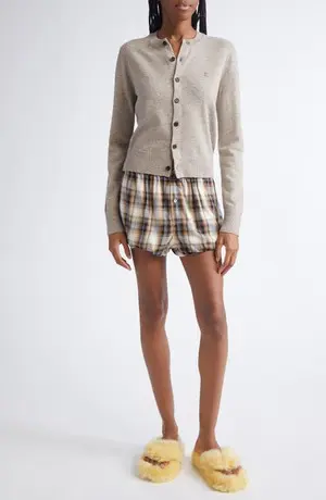 Acne Studios Wool And Yak Hair Cardigan - Greige Melange