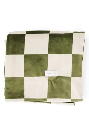 SARANONI Minky Stretch Blanket Olive Checkered