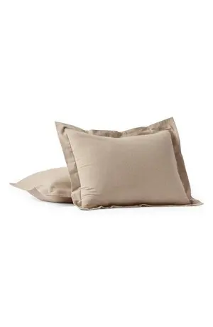 COYUCHI Cloud Brushed Organic Cotton Flannel Pillow Sham - Camel Heather