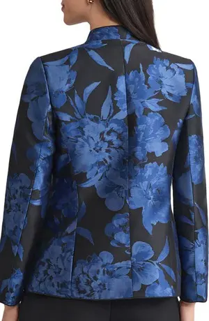 KASPER Floral Print Open-front Jacket