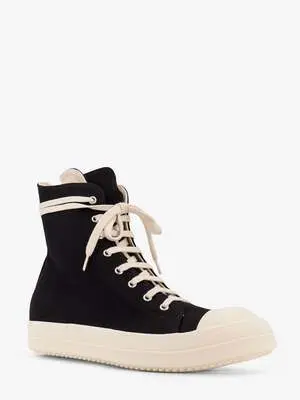 Rick Owens High Top Canvas Sneakers With Zip Closure