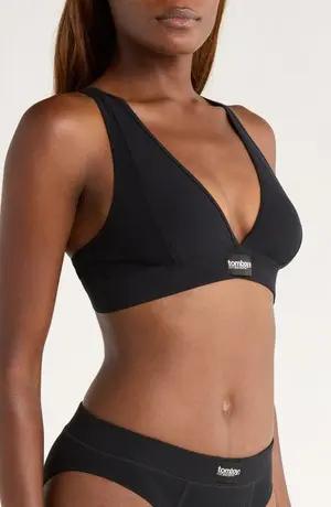 TOMBOYX Rib Wireless Plunge Bra - Black