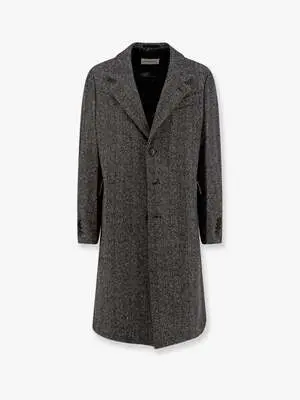 Givenchy Wool Blend Herringbone Coat - Grey