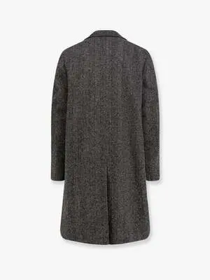 Givenchy Wool Blend Herringbone Coat - Grey